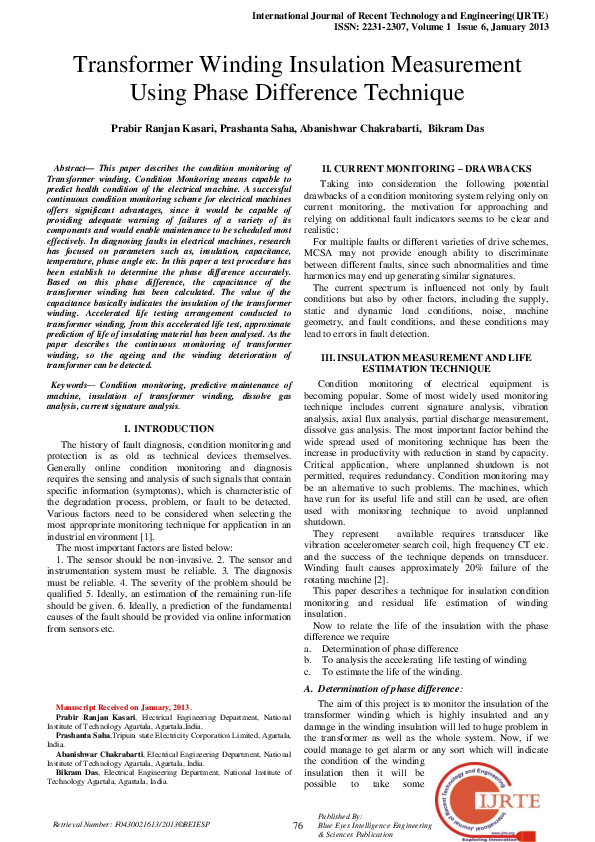 (PDF) Transformer Winding Insulation Measurement Using Phase Difference ...