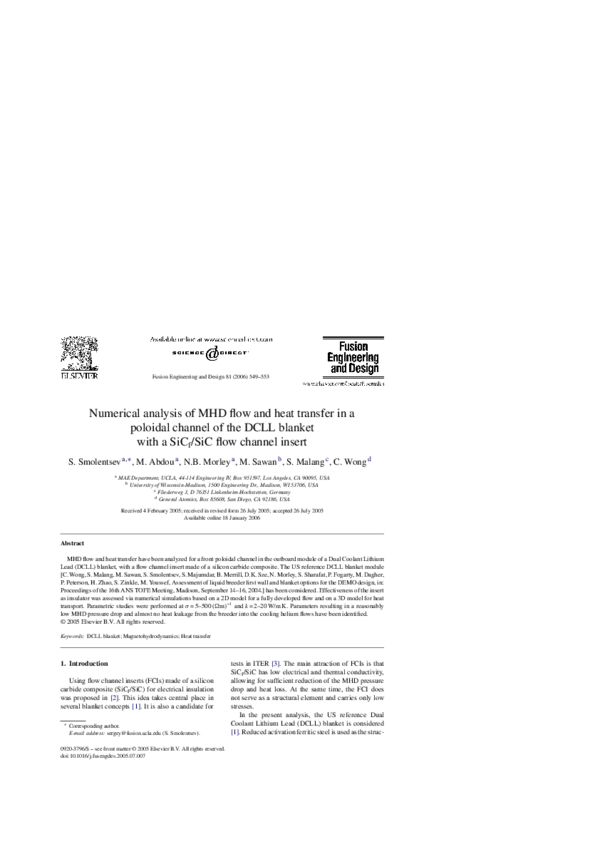 (PDF) Numerical analysis of MHD flow and heat transfer in a poloidal ...