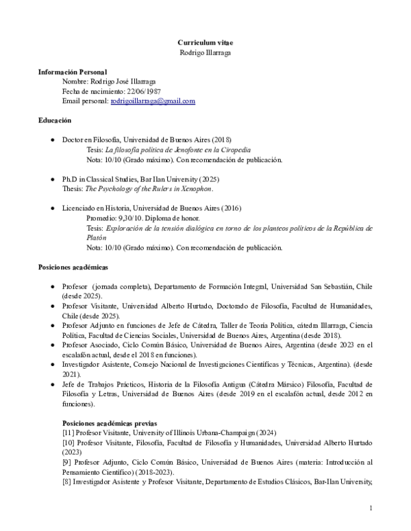 (PDF) Curriculum vitae - Illarraga (Julio 2025)