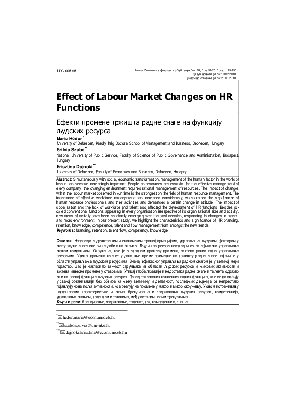 (PDF) Effect of labour market changes on HR functions