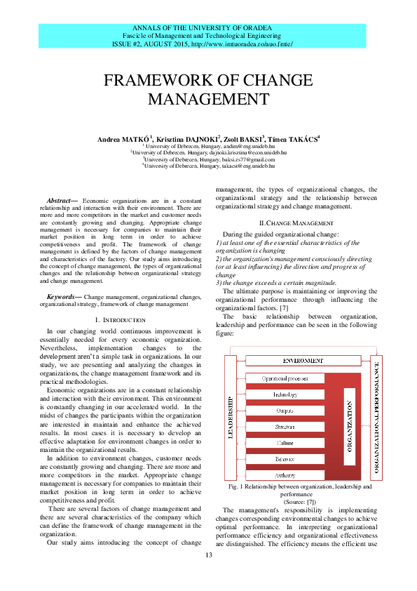 (PDF) Framework of Change Management