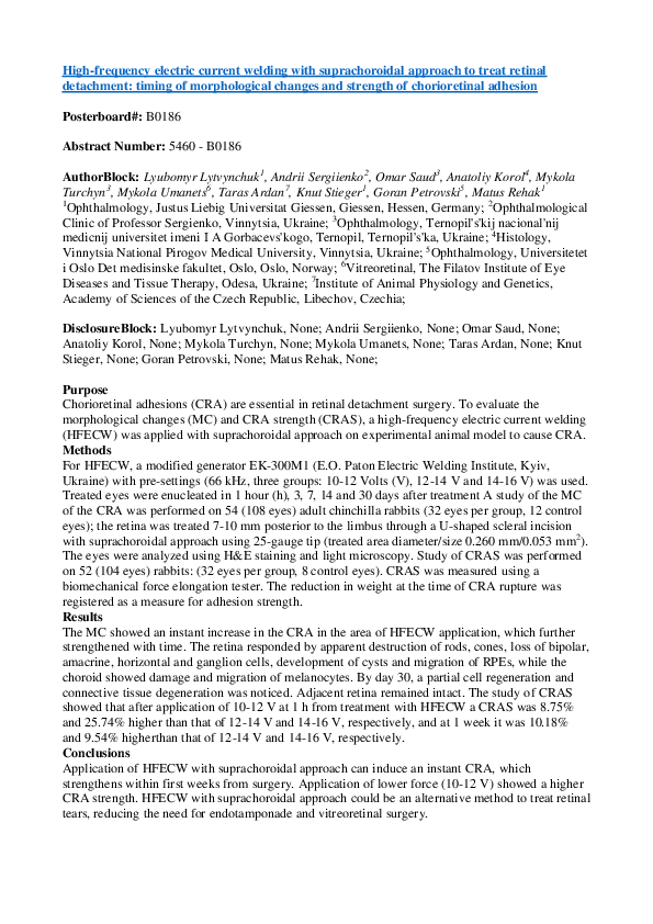 (PDF) High-frequency electric current welding with suprachoroidal ...
