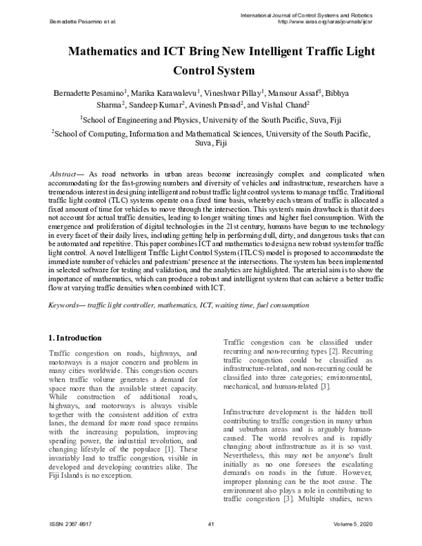 (PDF) Mathematics and ICT Bring New Intelligent Traffic Light Control System