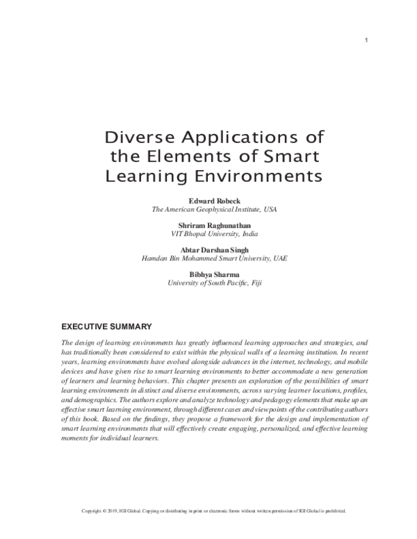 (PDF) Diverse Applications of the Elements of Smart Learning Environments