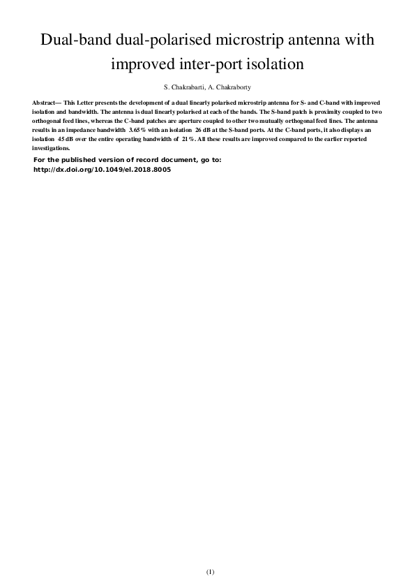 (PDF) Dual‐band dual‐polarised microstrip antenna with improved inter ...