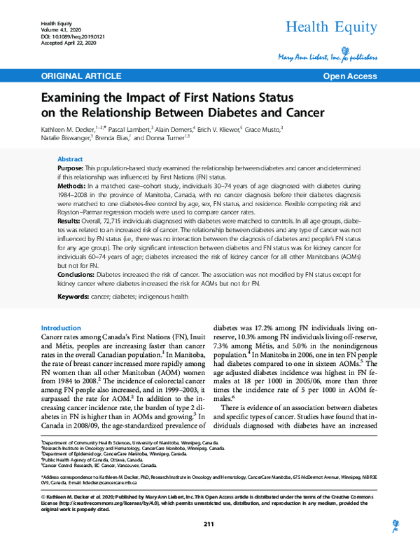 (PDF) Examining the Impact of First Nations Status on the Relationship ...