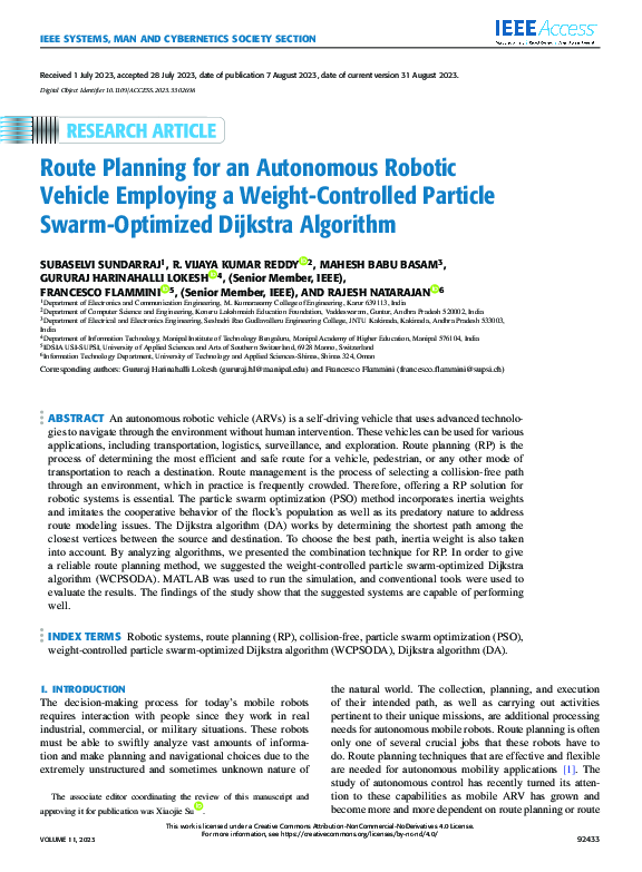 (PDF) Route Planning for an Autonomous Robotic Vehicle Employing a ...