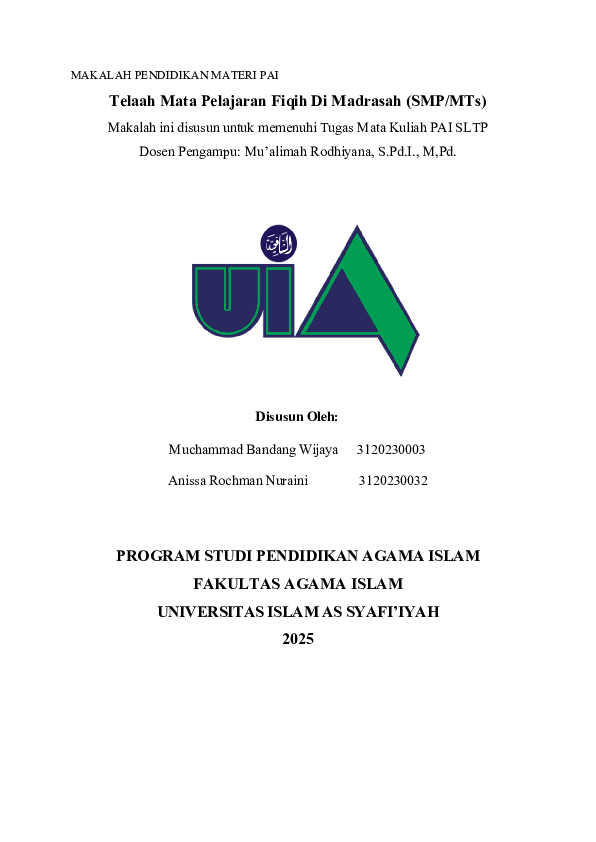 (PDF) MAKALAH PENDIDIKAN MATERI PAI