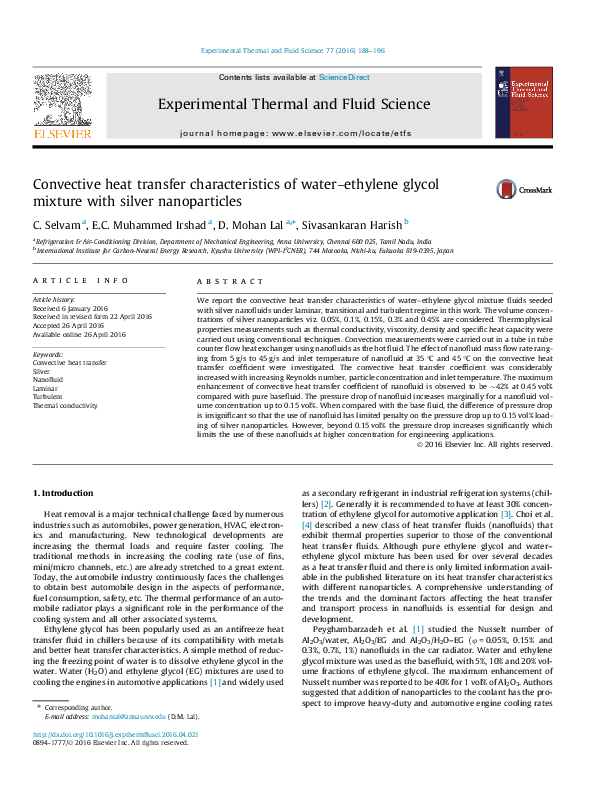 (PDF) Convective heat transfer characteristics of water–ethylene glycol ...