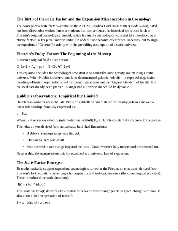 (PDF) The Birth of the Scale Factor and the Expansion Misconception in ...