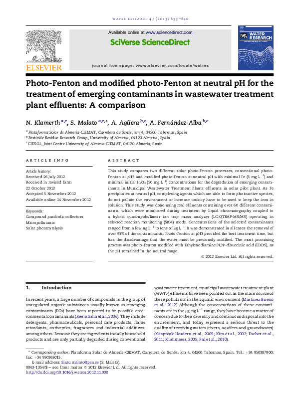 (PDF) Photo-Fenton and modified photo-Fenton at neutral pH for the ...