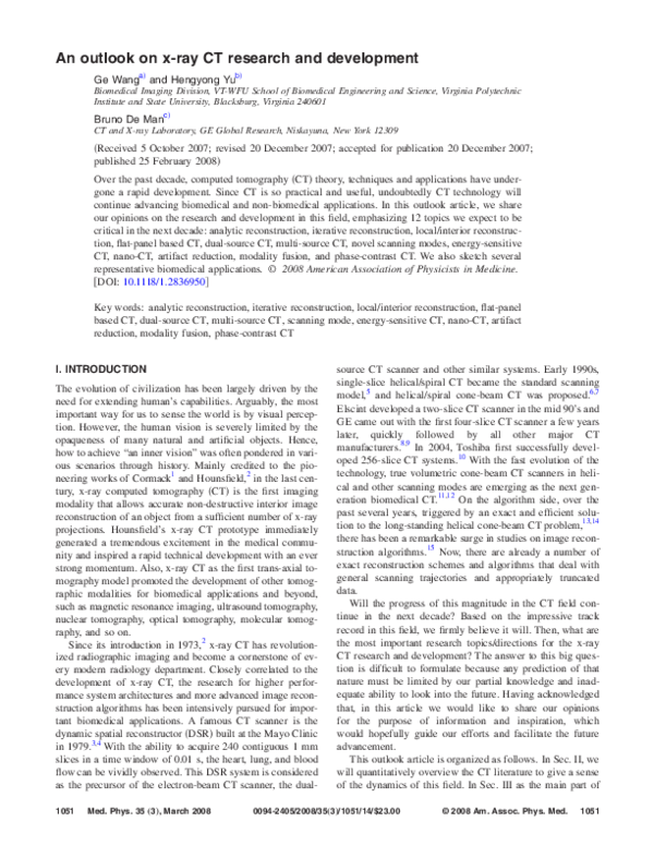 (PDF) An outlook on x‐ray CT research and development