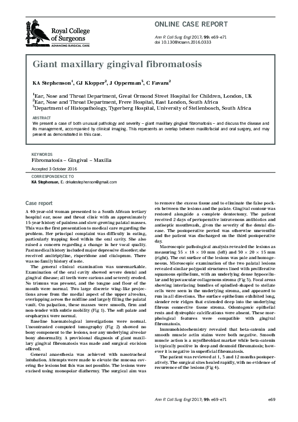 (PDF) Giant maxillary gingival fibromatosis