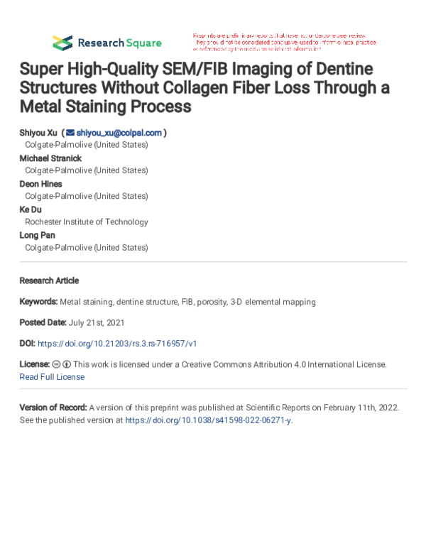(PDF) Super High-Quality SEM/FIB Imaging of Dentine Structures Without ...