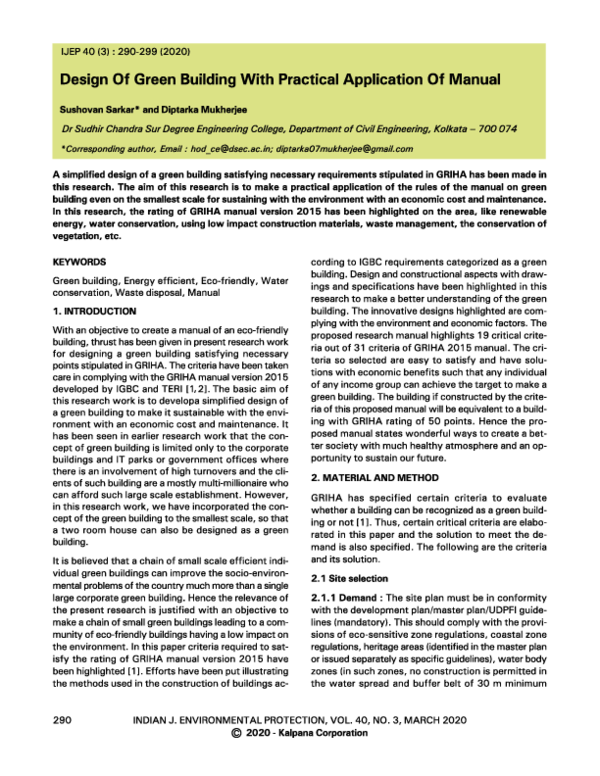 (PDF) Design of green building with practical application of manual