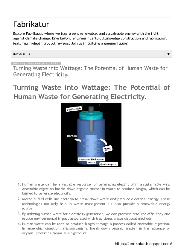 (PDF) Turning Waste into Wattage: The Potential of Human Waste for ...