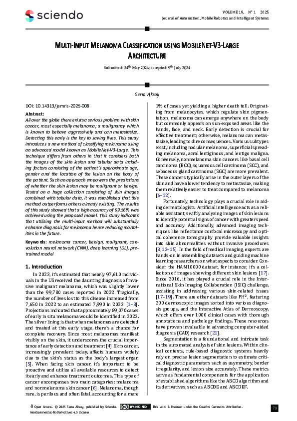 (PDF) Multi-Input Melanoma Classification using MobileNet-V3-Large ...