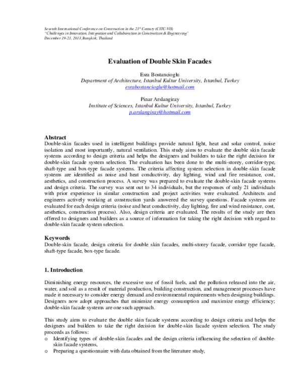 (PDF) Evaluation of Double Skin Facades