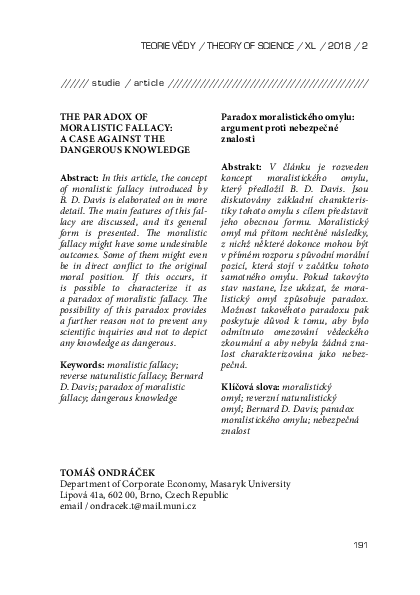 (PDF) The Paradox of Moralistic Fallacy: A Case against the Dangerous ...