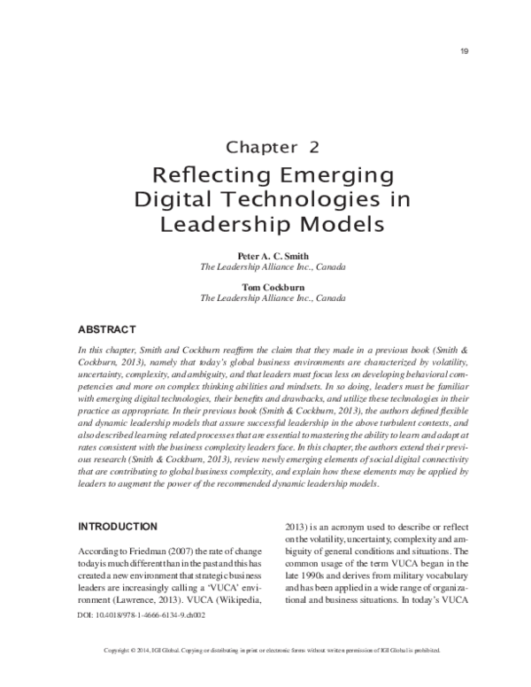 (PDF) Reflecting Emerging Digital Technologies in Leadership Models