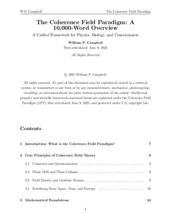 (PDF) The Coherence Field Paradigm: A 10,000-Word Overview A Unified Framework for Physics ...