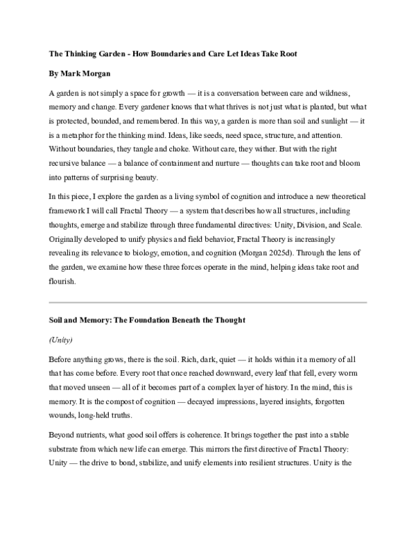(PDF) The Thinking Garden - How Boundaries and Care Let Ideas Take Root