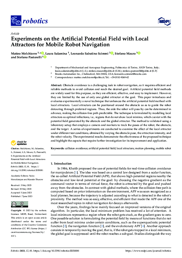 (PDF) Experiments on the Artificial Potential Field with Local ...