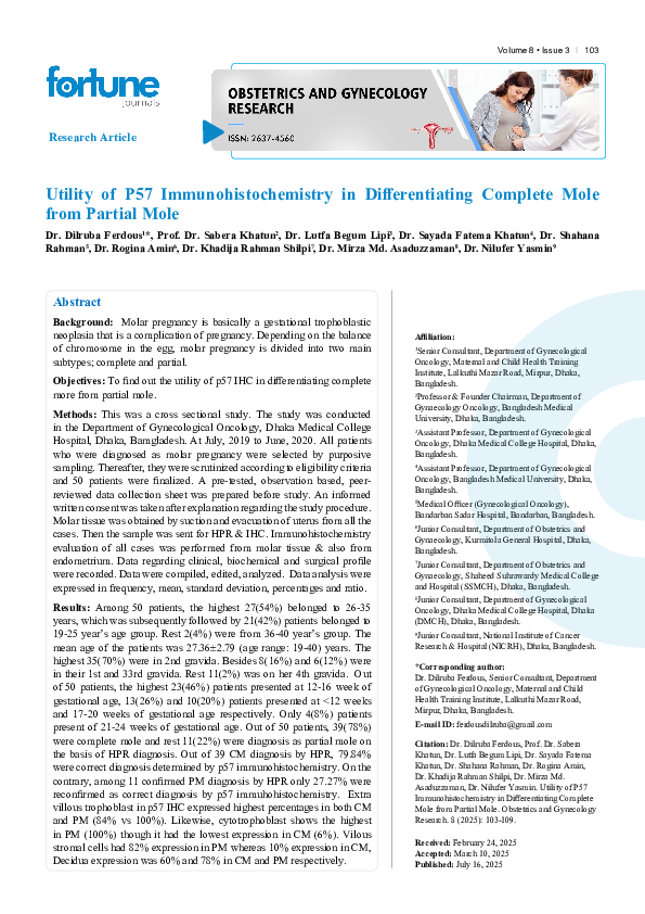 (PDF) Utility of P57 Immunohistochemistry in Differentiating Complete ...