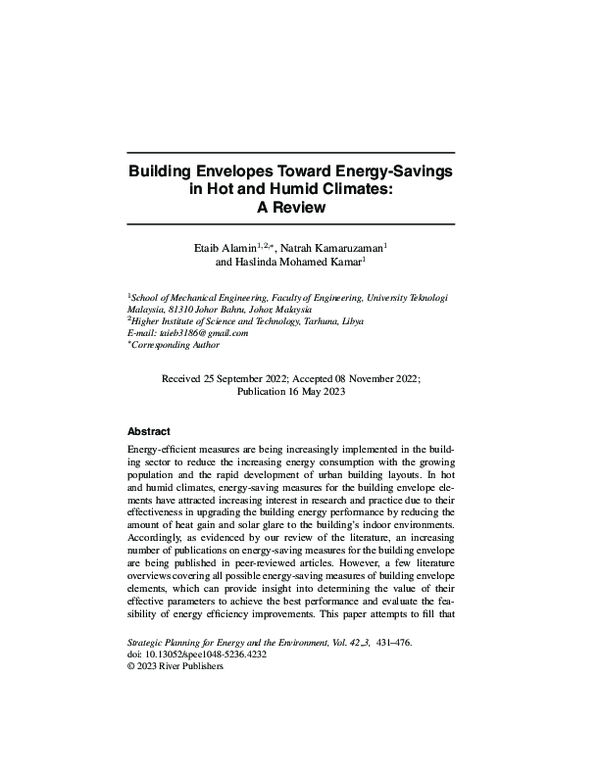 (PDF) Building Envelopes Toward Energy-Savings in Hot and Humid ...