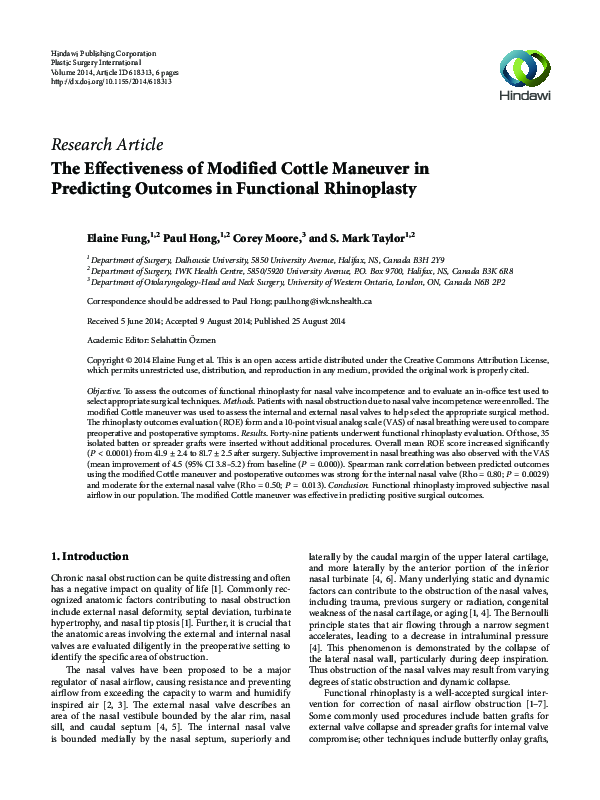 (PDF) The effectiveness of modified cottle maneuver in predicting ...