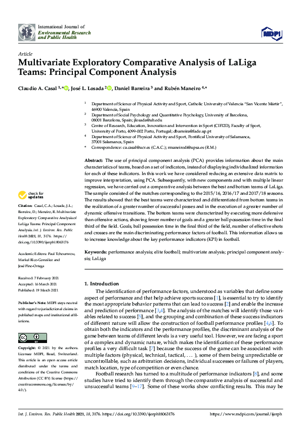 (PDF) Multivariate Exploratory Comparative Analysis of LaLiga Teams: Principal Component Analysis