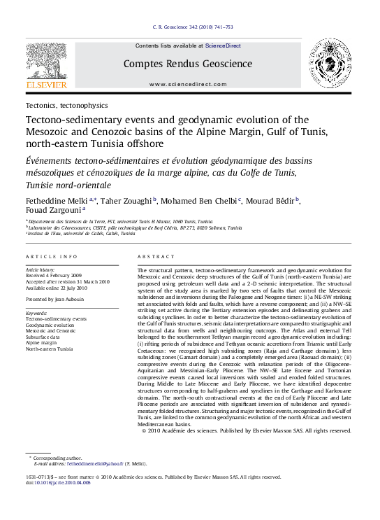 (PDF) Tectono-sedimentary events and geodynamic evolution of the ...