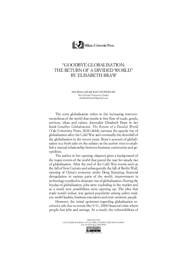 (PDF) GJ No.1 (2025), “Goodbye Globalisation: The Return of a Divided ...