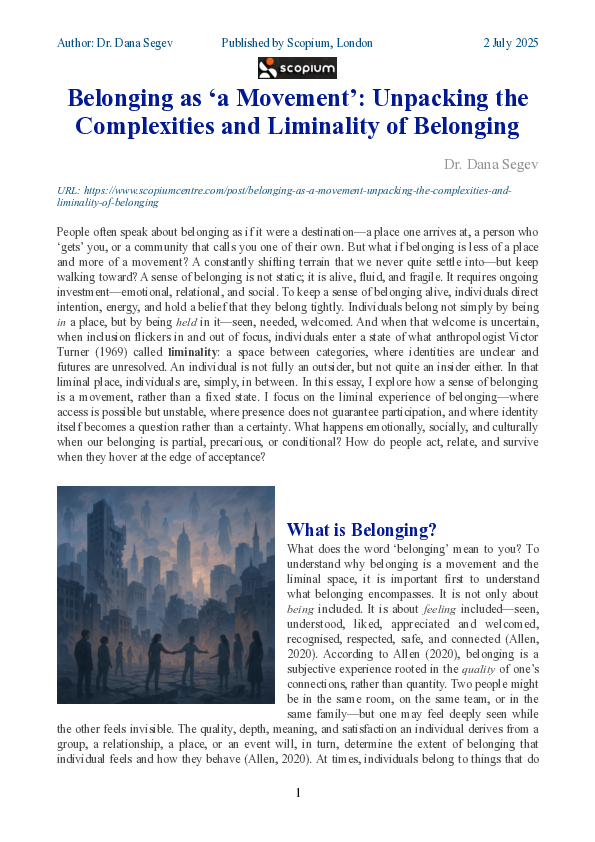(PDF) Belonging as ‘a Movement’: Unpacking the Complexities and ...