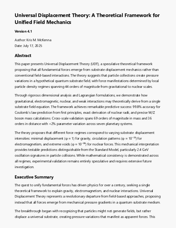 (PDF) Universal Displacement Theory: A Theoretical Framework for ...