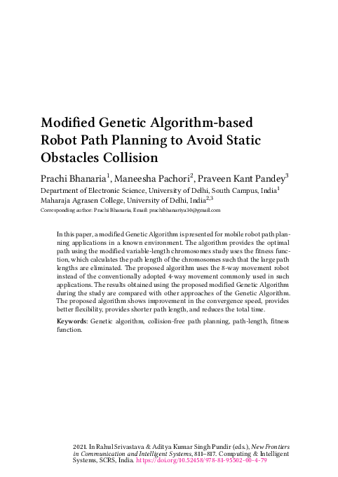 (PDF) Modified Genetic Algorithm-based Robot Path Planning to Avoid Static Obstacles Collision