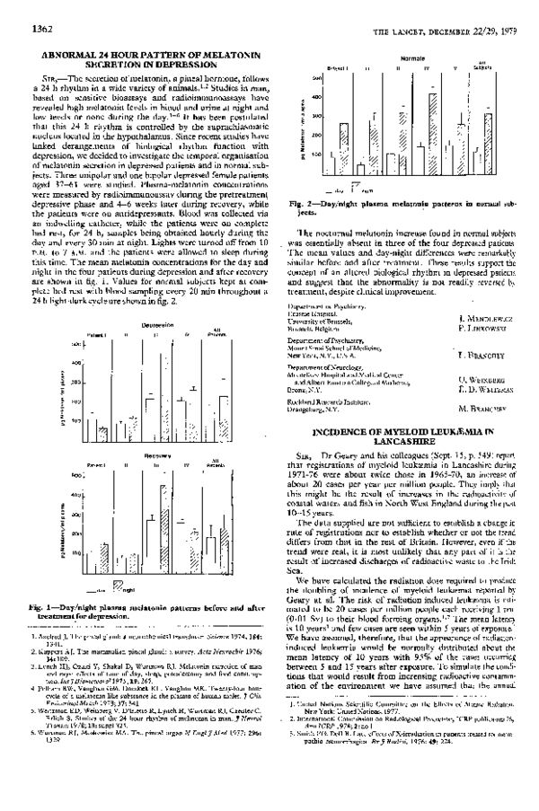 (PDF) Abnormal 24 Hour Pattern of Melatonin Secretion in Depression