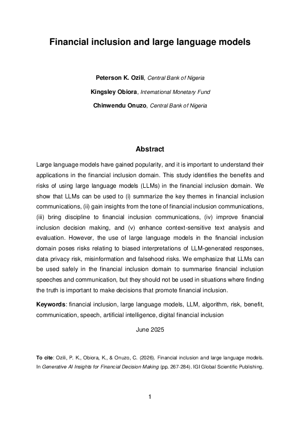 (PDF) Financial inclusion and large language models