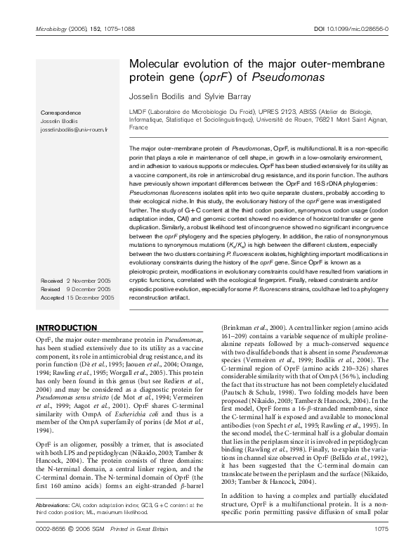 (PDF) Molecular evolution of the major outer-membrane protein gene ...