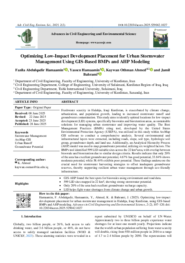 (PDF) Optimizing Low-Impact Development Placement for Urban Stormwater Management Using GIS ...