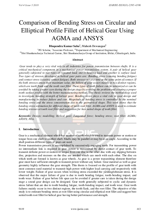 (PDF) Comparison of Bending Stress on Circular and Elliptical Profile ...
