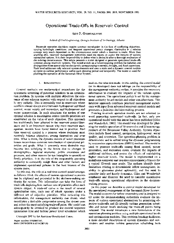 (PDF) Operational trade-offs in reservoir control