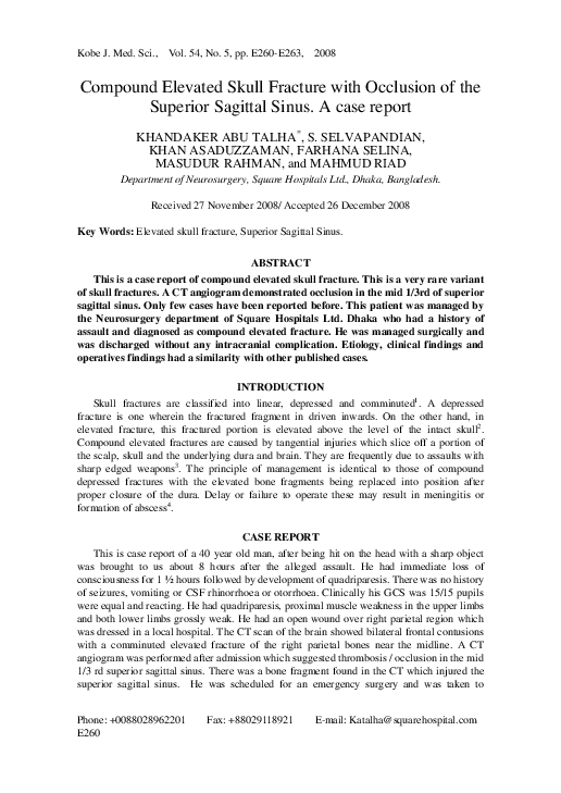 (PDF) Compound Elevated Skull Fracture with Occlusion of the Superior ...