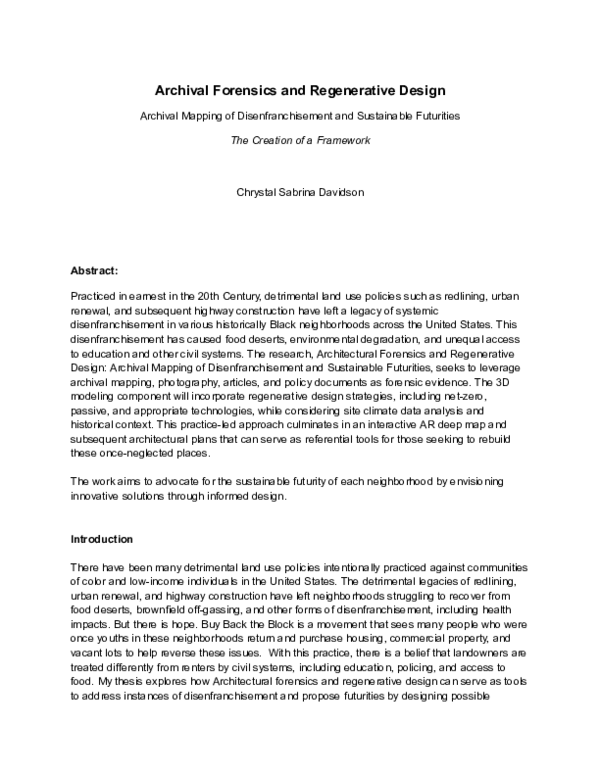 (PDF) Architectural Forensics and Regenerative Design: Archival Mapping ...