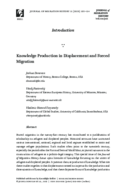 (PDF) Knowledge Production in Displacement and Forced Migration