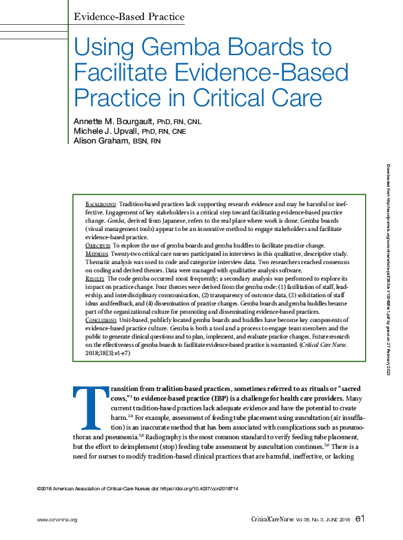 (PDF) Using Gemba Boards to Facilitate Evidence-Based Practice in ...