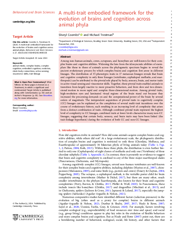 (PDF) A multi-trait embodied framework for the evolution of brains and ...