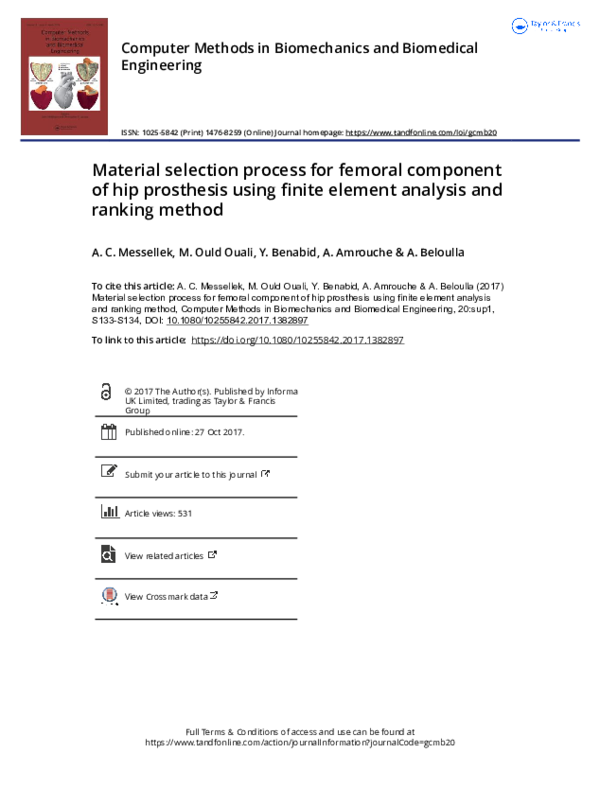 (PDF) Material selection process for femoral component of hip prosthesis using finite element ...