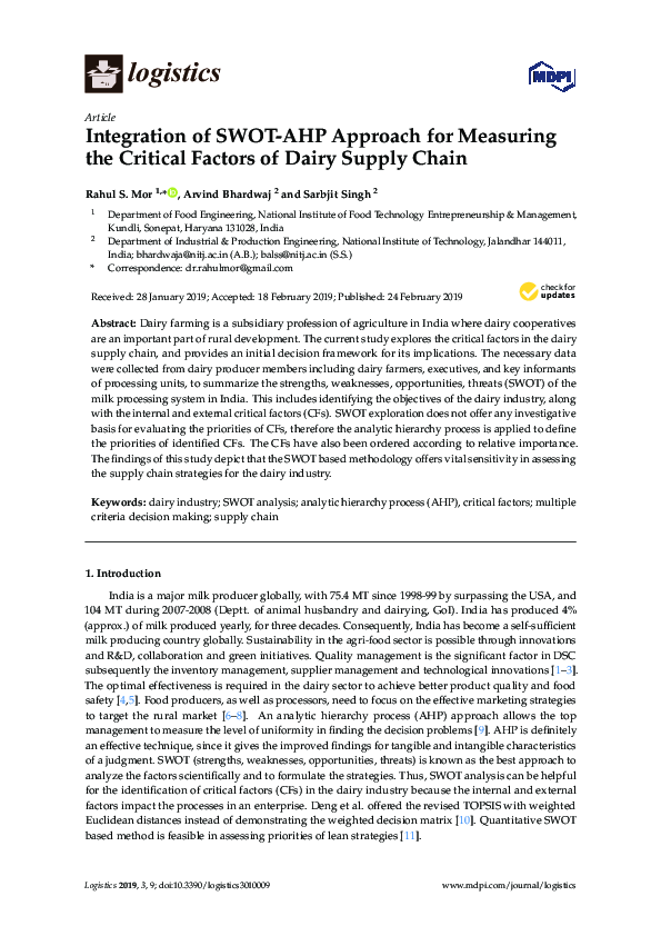 (PDF) Integration of SWOT-AHP Approach for Measuring the Critical ...