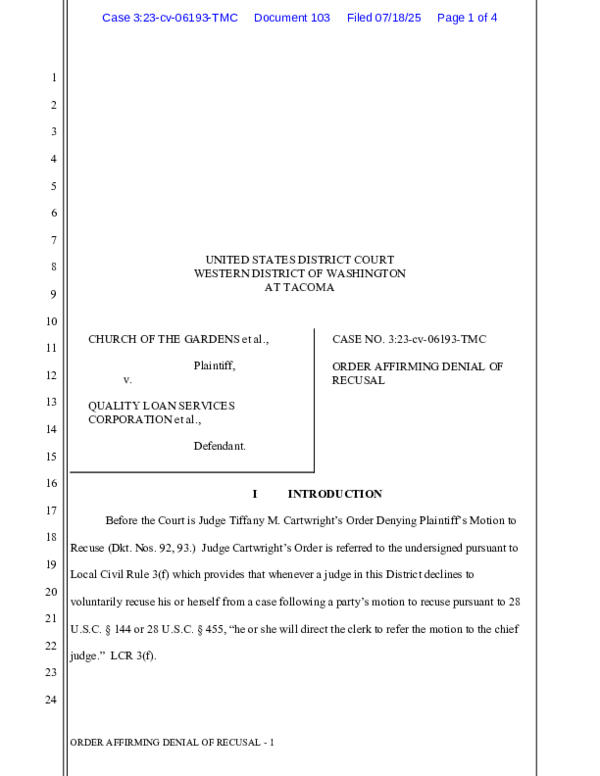 (PDF) District Court for Western Washington - Church of the Gardens v ...